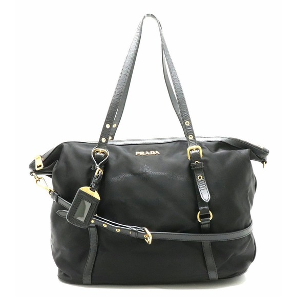 Prada | Bags | Prada Nylon 2way Tote Bag Shoulder Crossbody Nero Black ...